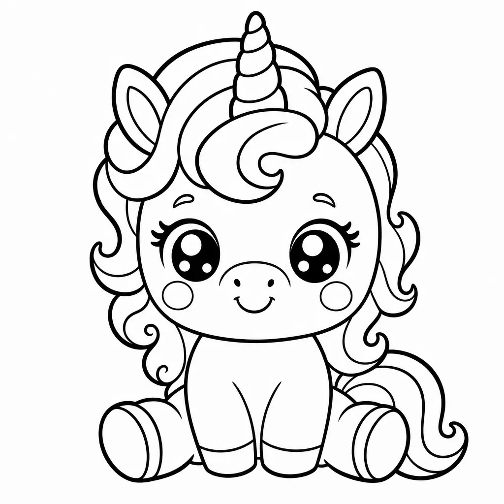 Coloriage licorne kawaii à imprimer : 6 dessins gratuits